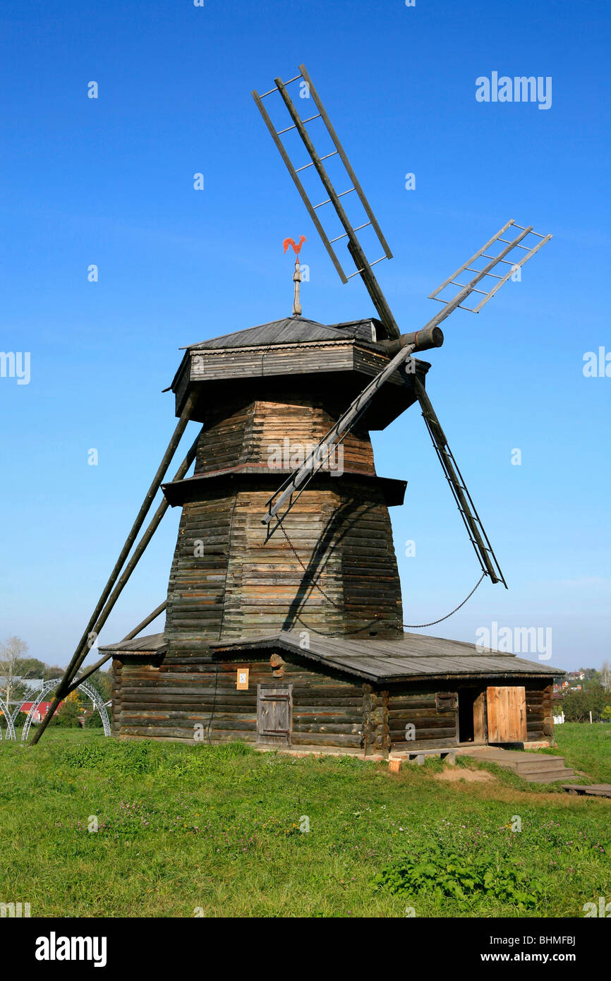 Traditional 19th century Russian windmill at the Museum of Wooden ...