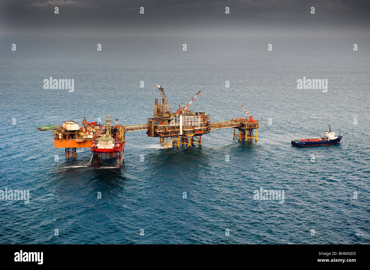 image of douglas gas platform and standby vessel in the irish sea Stock ...