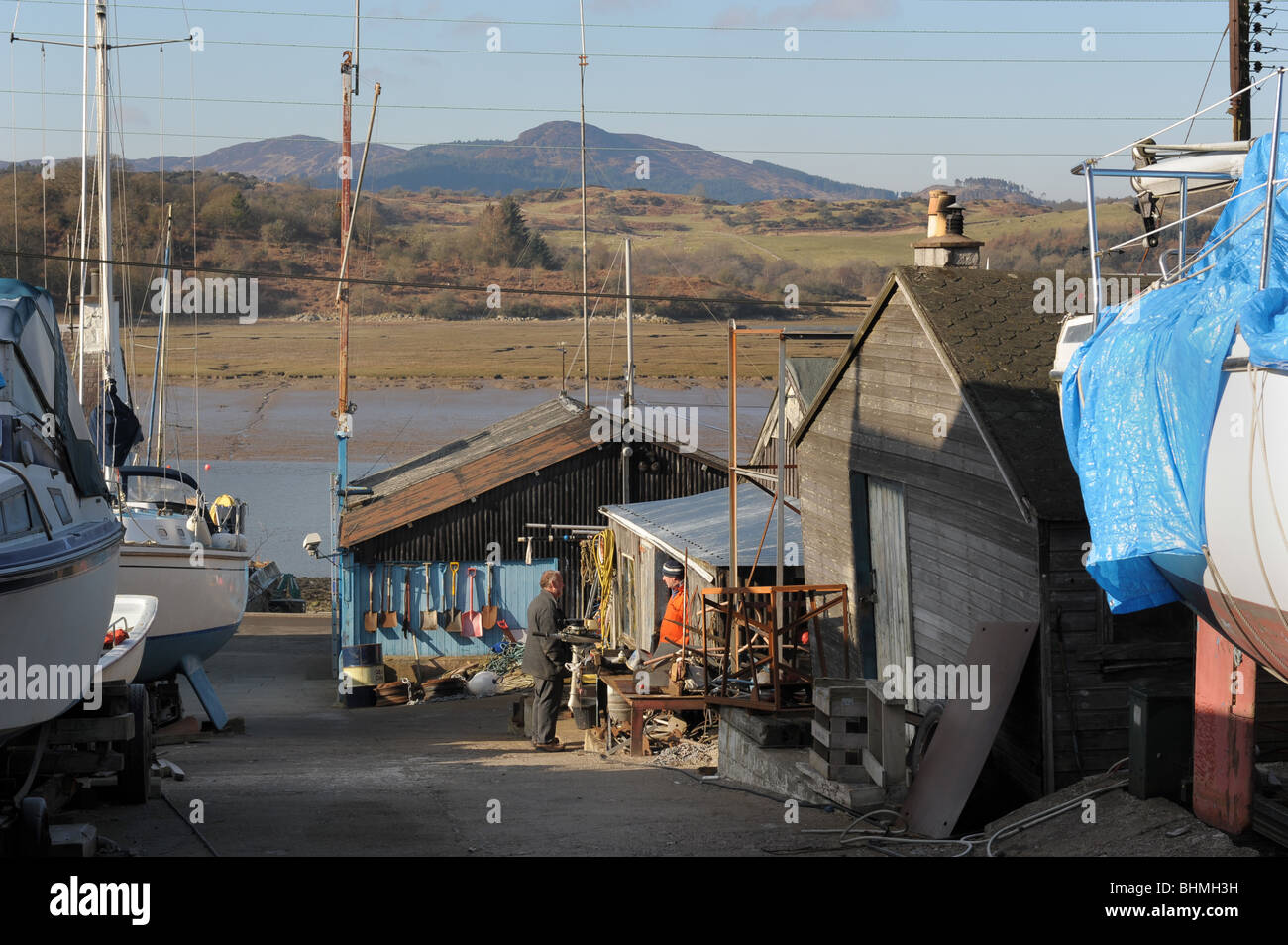 Boatyard on River Urr, Kippford, Scotland, UK Stock Photo - Alamy