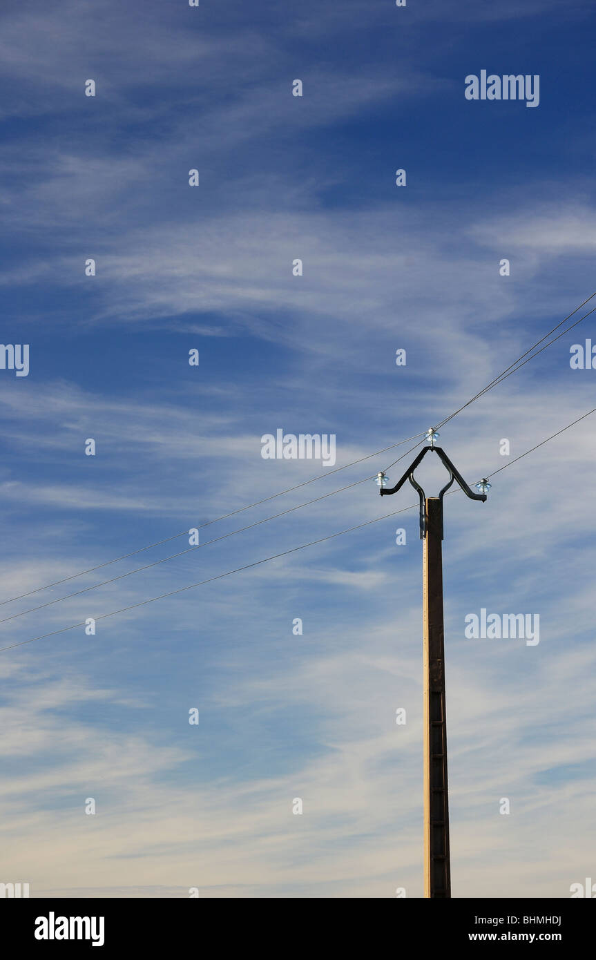 french Telephone telegraph pole post Stock Photo - Alamy