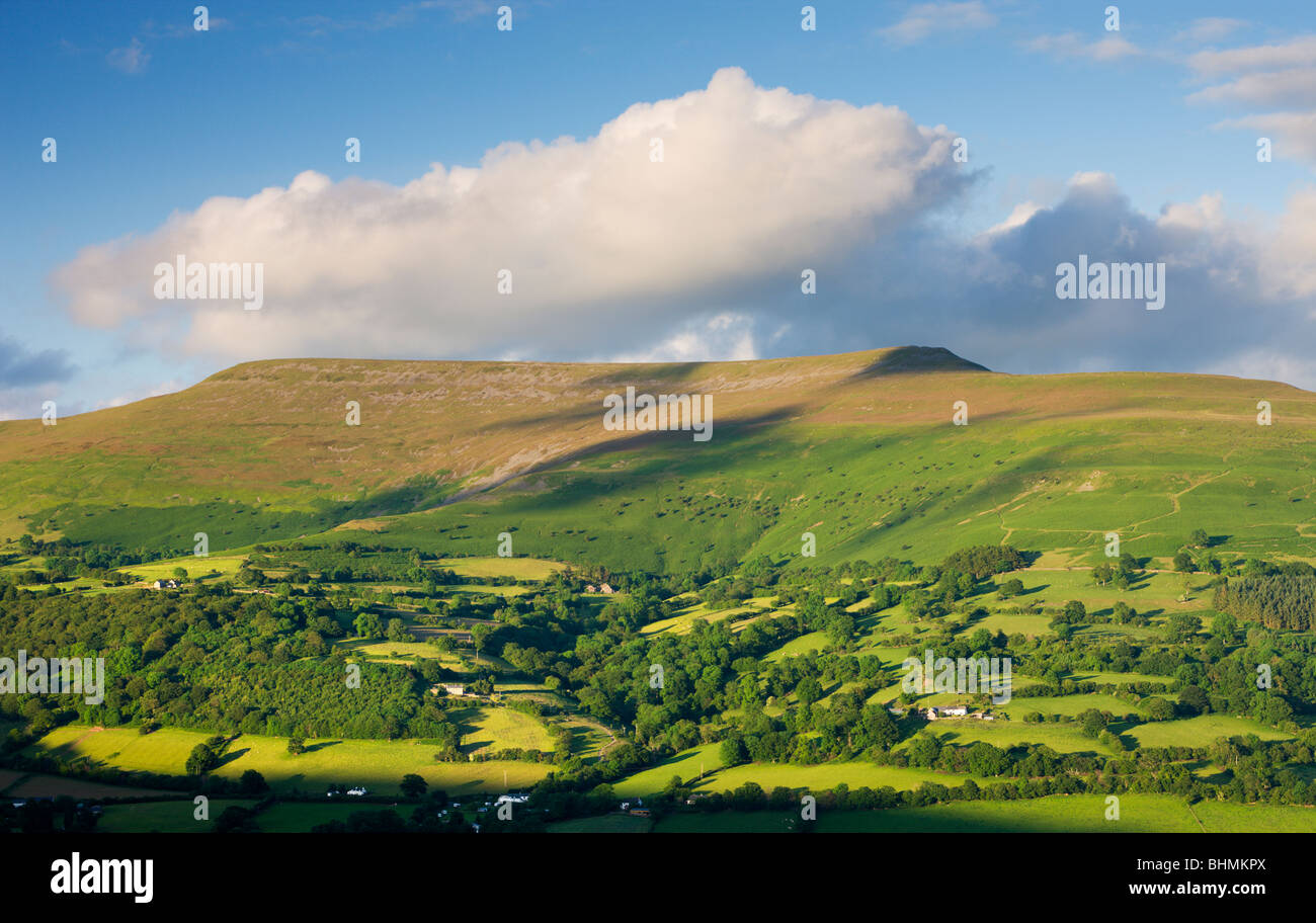 Rolling fields below Pen Cerrig-calch mountain, Brecon Beacons National ...