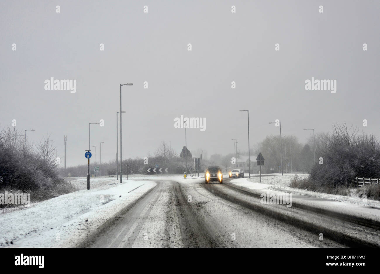 Driver's eye view of wintry driving conditions Stock Photo - Alamy