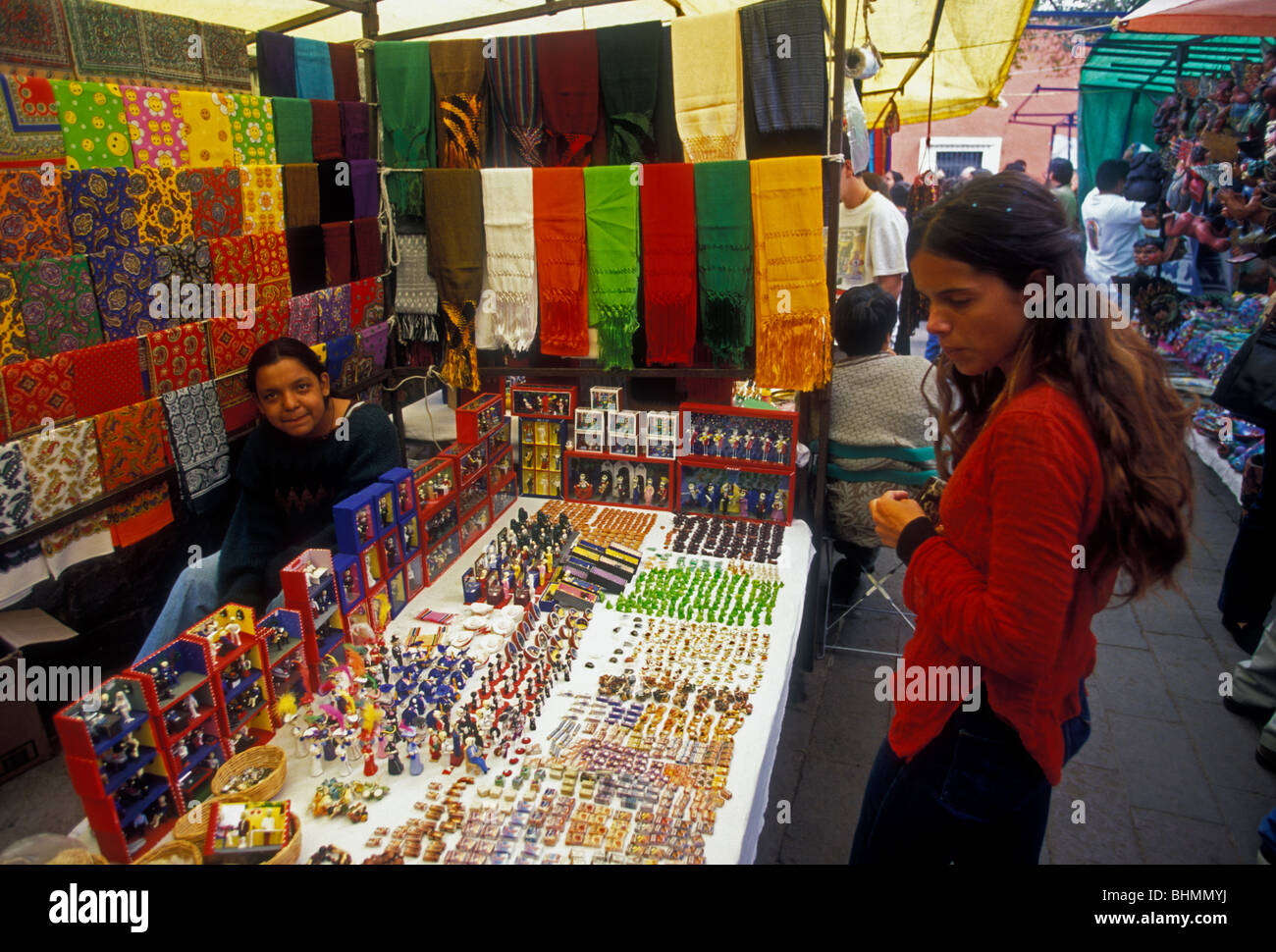 Vendors, Saturday Bazaar, Bazar Sabado, San Jacinto Plaza, San Angel, Mexico City, Federal ...