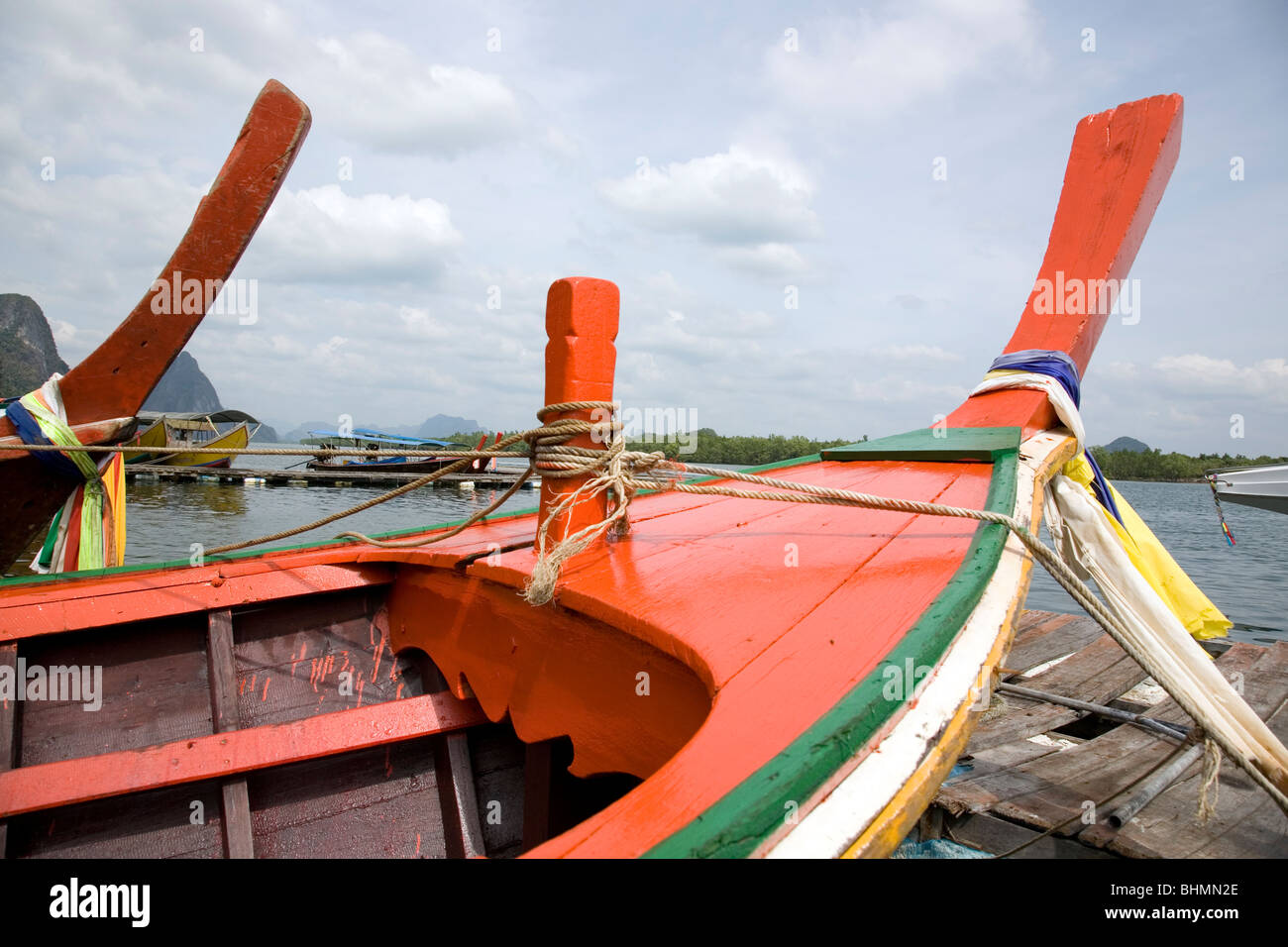 Boats and pier at Panyi island - Phang Nga Bay - Thailand Stock Photo ...