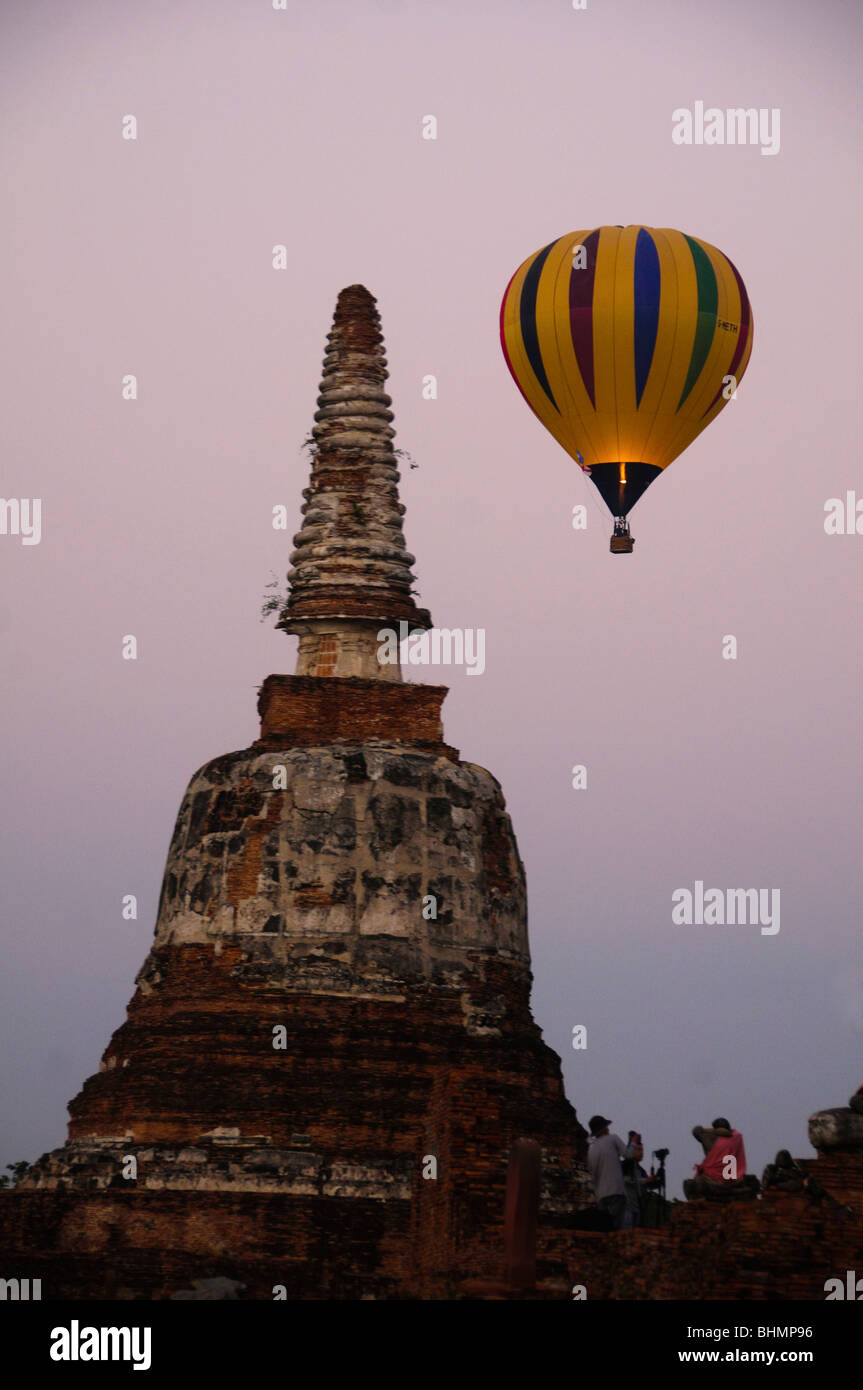 balloon soars over an ancient temple at the International Air Balloon ...