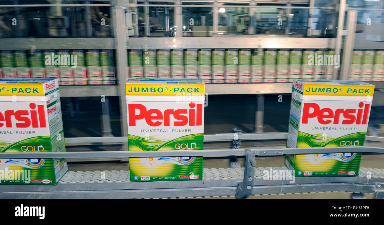 Henkel AG & Co. KGaA in Duesseldorf, germany. The assembly belt with ...