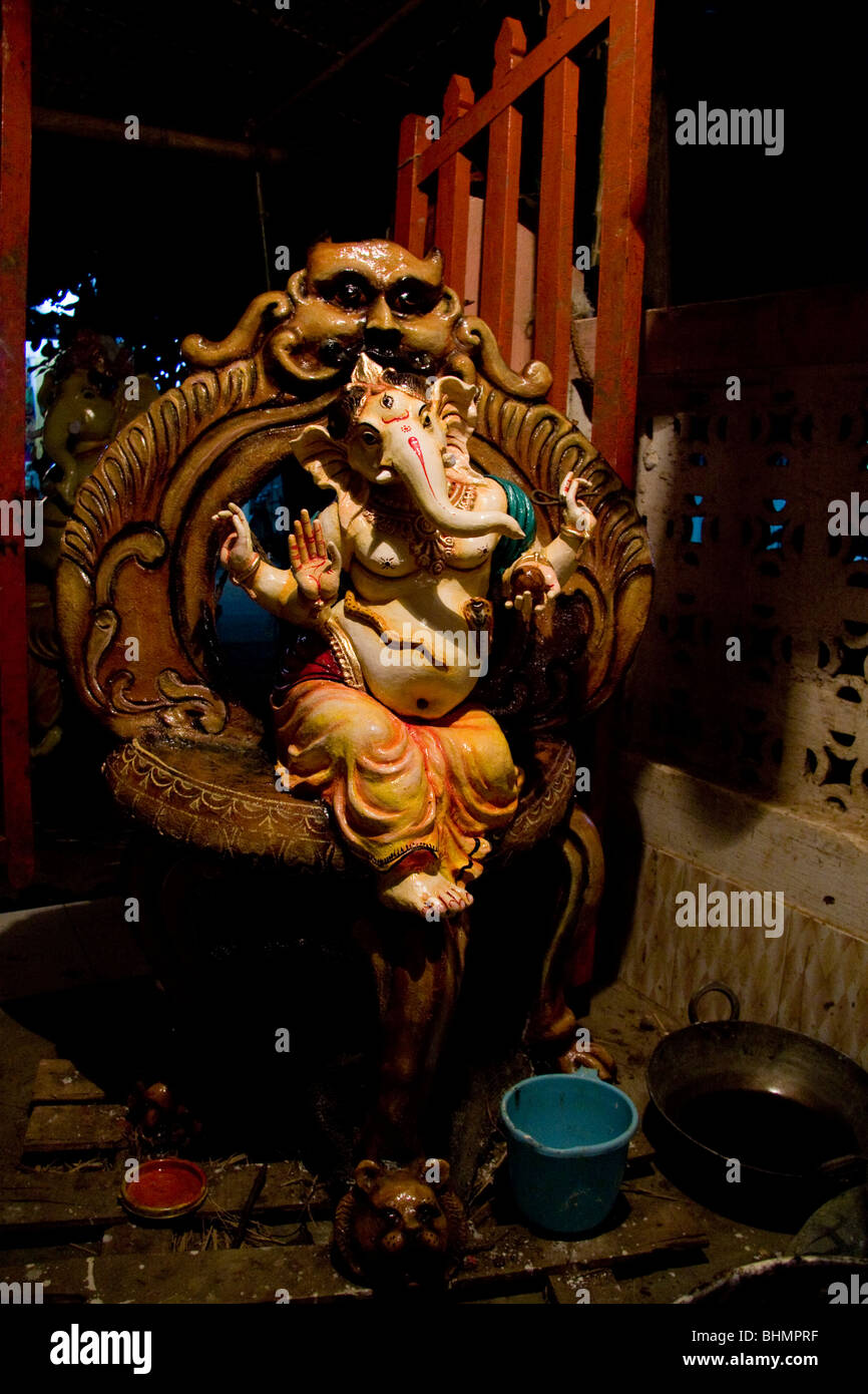 Statue of Ganesh, the elephant god, made from mud and straw for the ...