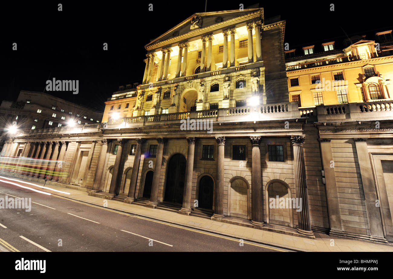 Bank of England at night time London England Stock Photo - Alamy