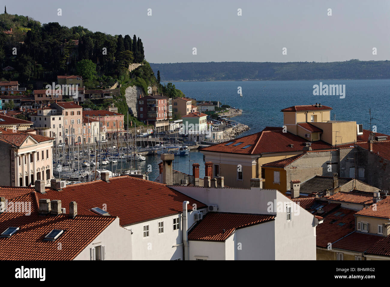 Piran,Piran Port,boats,typical houses,sea front,Slovenia Stock Photo ...