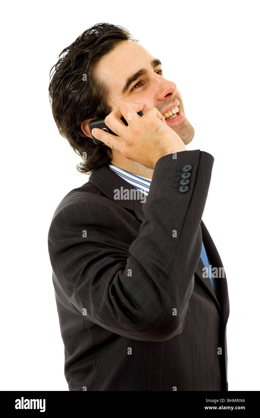 young business man on the phone, isolated Stock Photo - Alamy