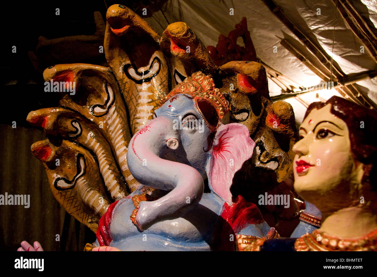 Statue of Ganesh, the elephant god, made from mud and straw for the ...