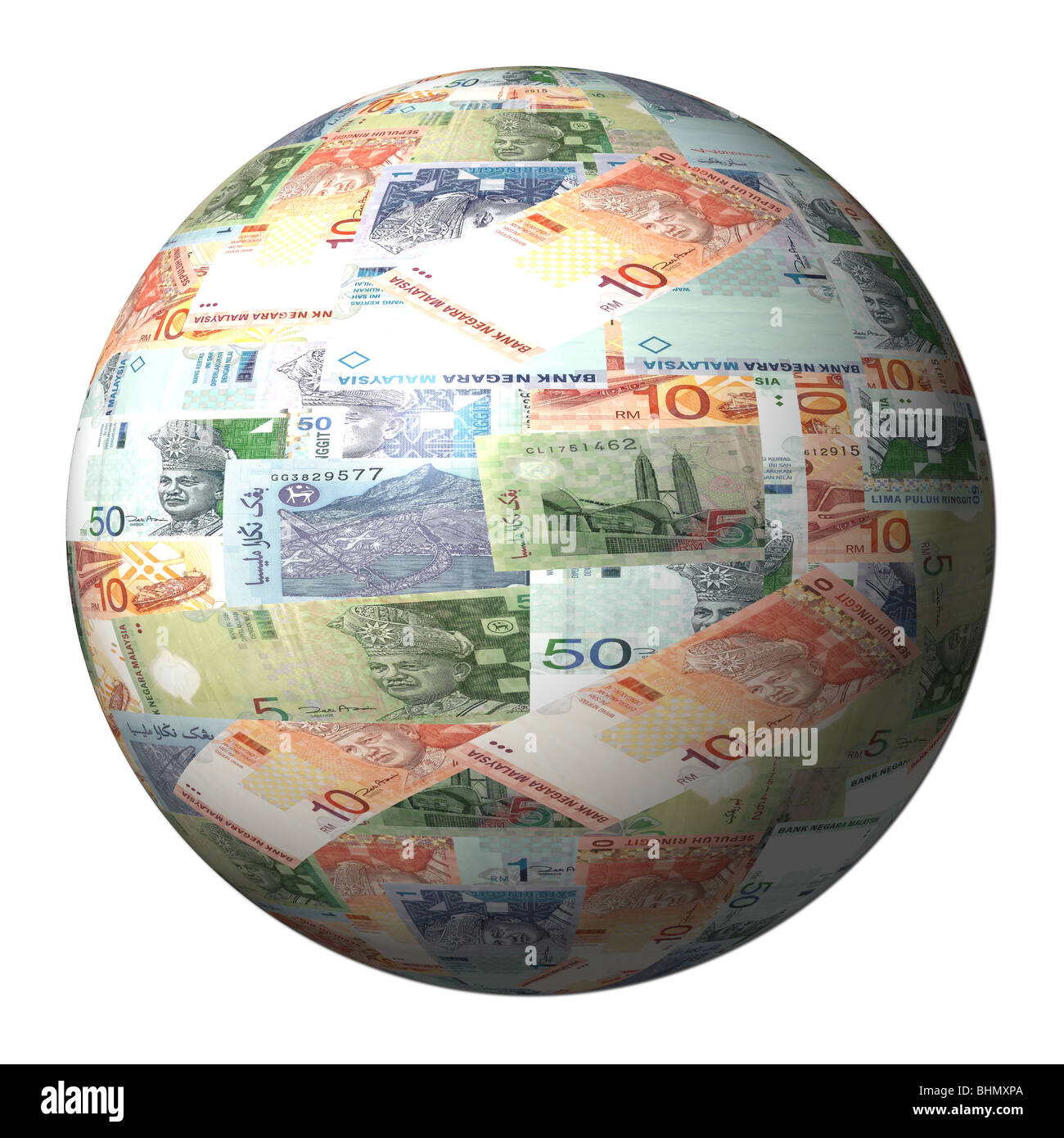 Malaysian Ringgit sphere isolated on white illustration Stock Photo - Alamy