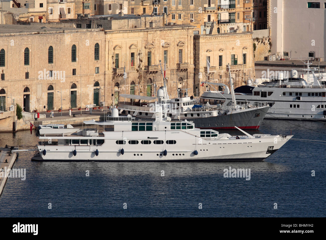The superyacht Lionwind in Malta's Grand Harbour Stock Photo - Alamy