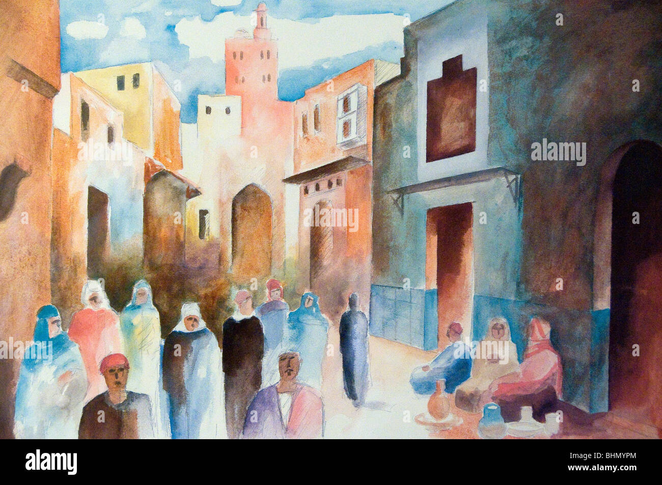 Egyptian water color painting Stock Photo - Alamy