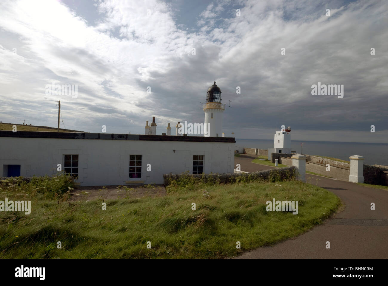 The lighthouse at Dunnet Head on the north coast of Scotland with the ...