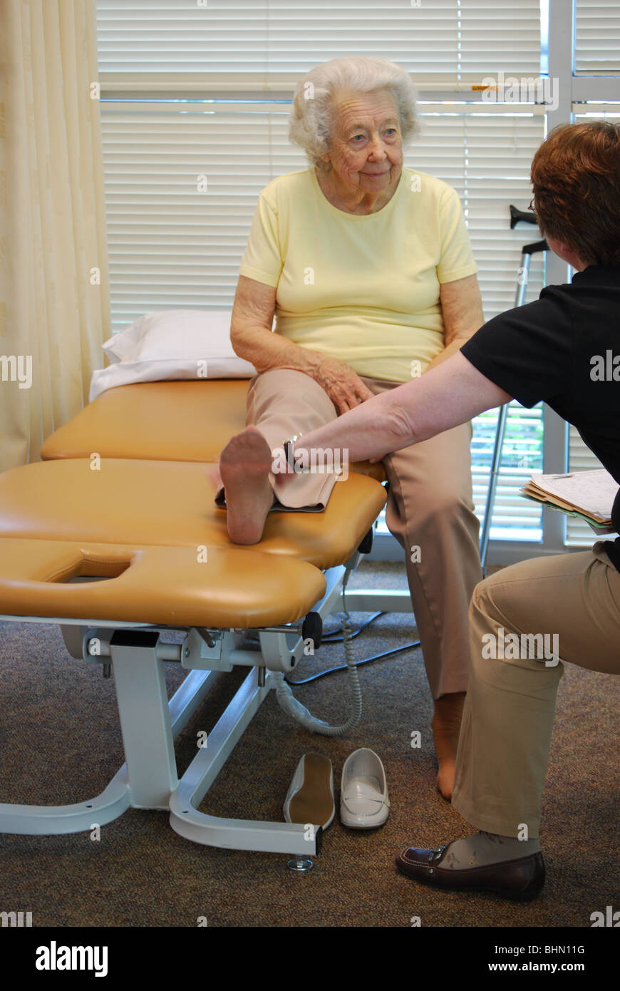 89 year old May Annette Long receiving physical therapy for body ...