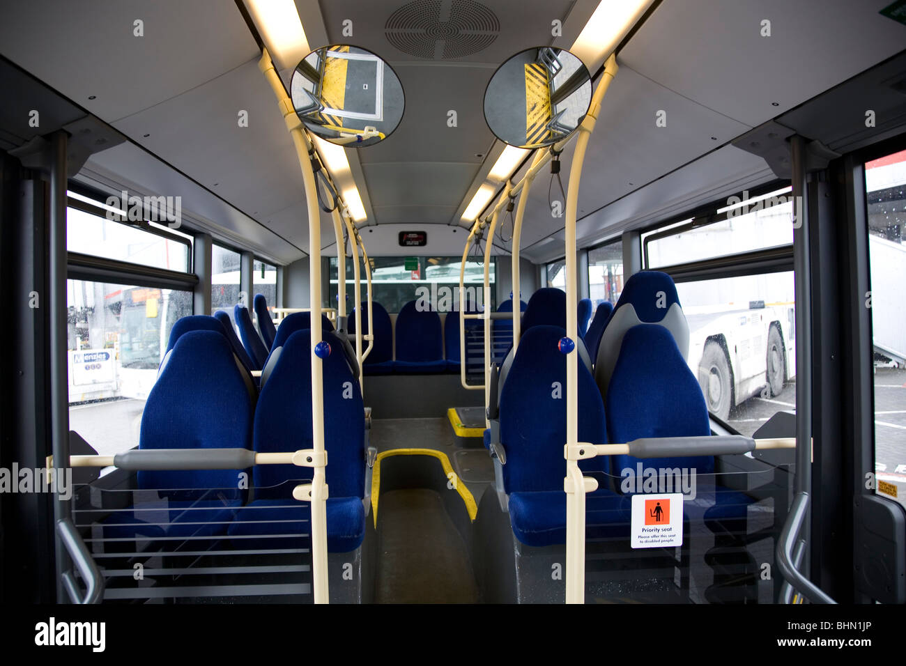 Interior of Shuttle bus on tarmac at Heathrow Stock Photo - Alamy