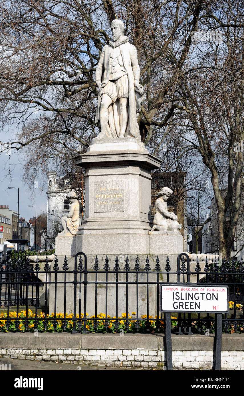 Sir Hugh Myddelton's Statue Islington Green London England UK Stock ...