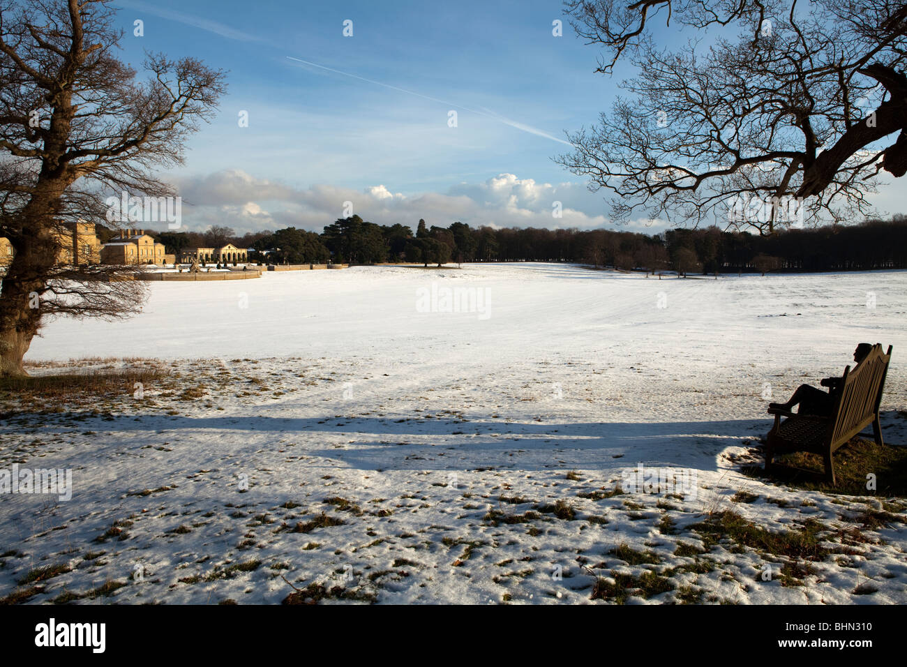 Overlooking the Hall - snow on the ground Stock Photo - Alamy