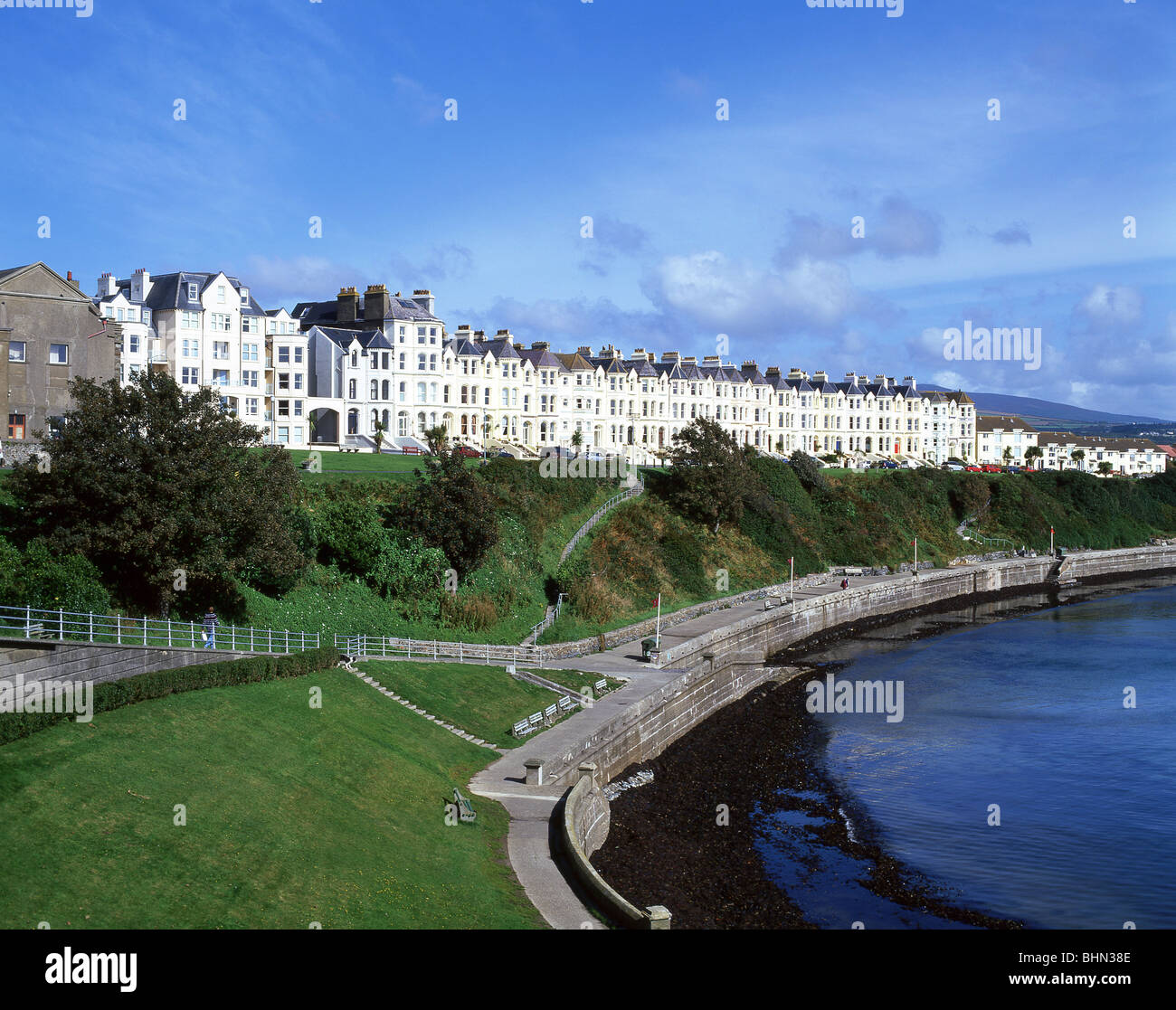 Terraced houses on waterfront, Port St Mary, Isle of Man Stock Photo ...