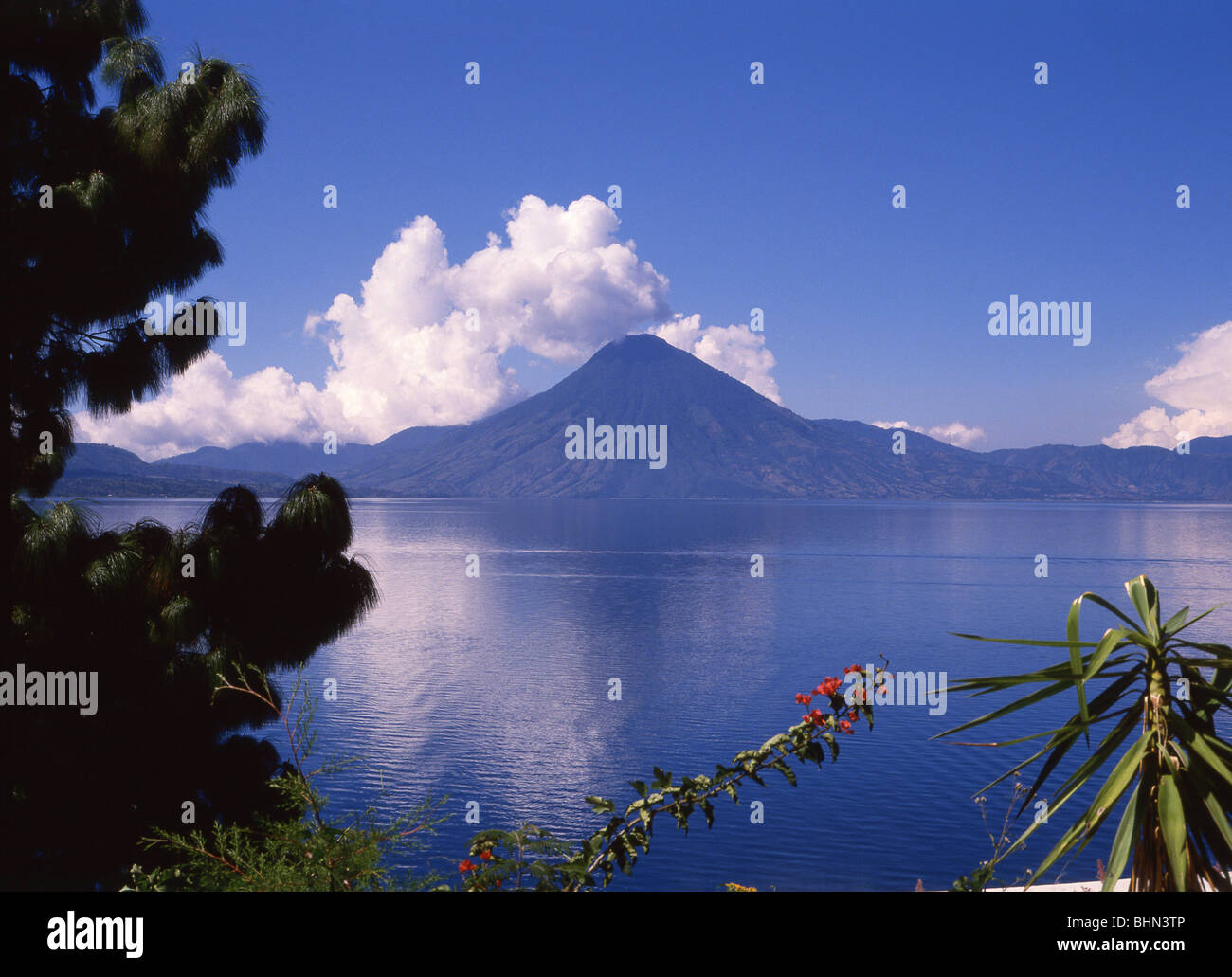 Lake Atitlán showing Volcán San Pedro, Solola Department, Republic of ...