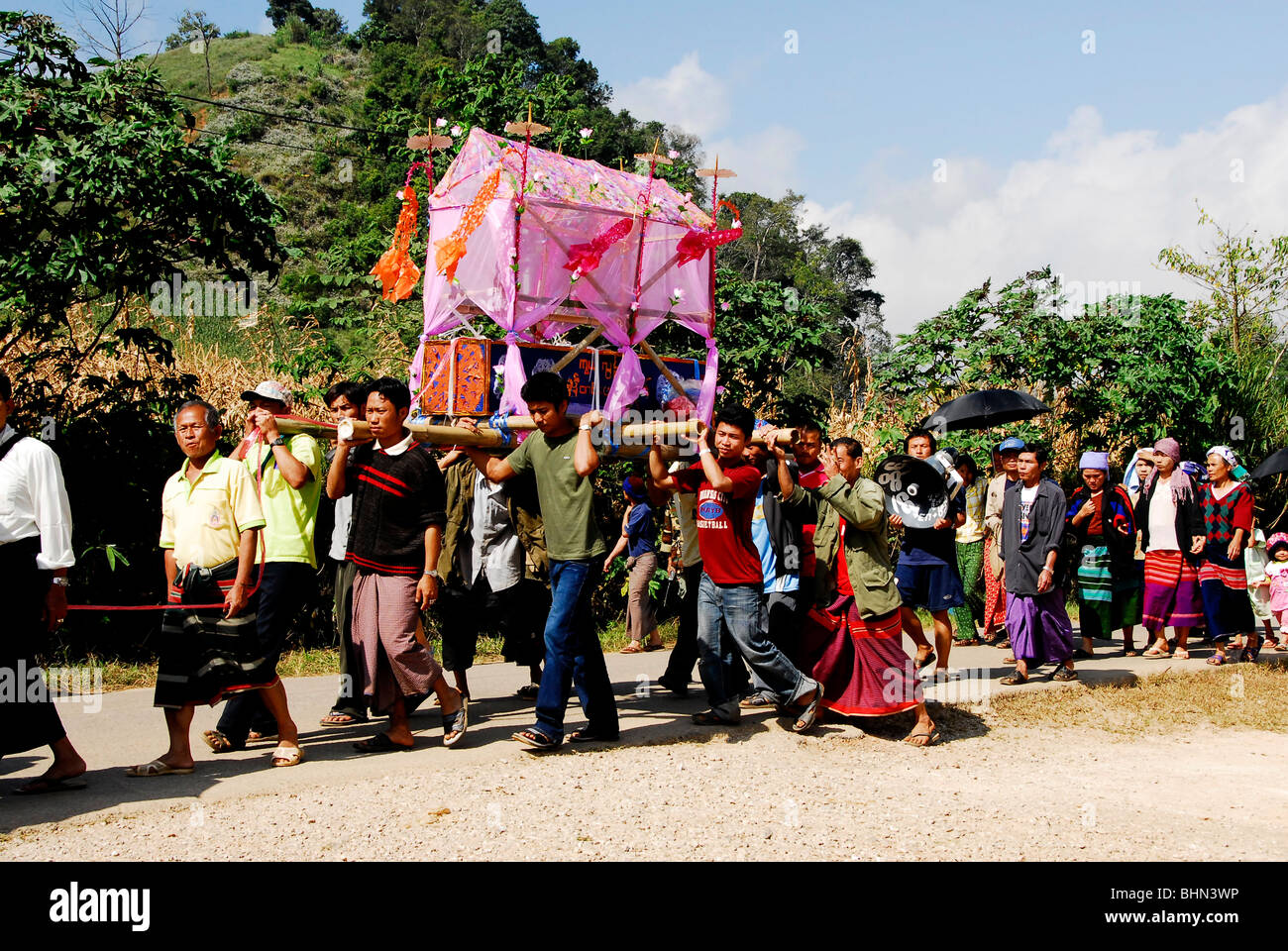 funeral procession , umpium refugee camp(thai burmese border) , south ...