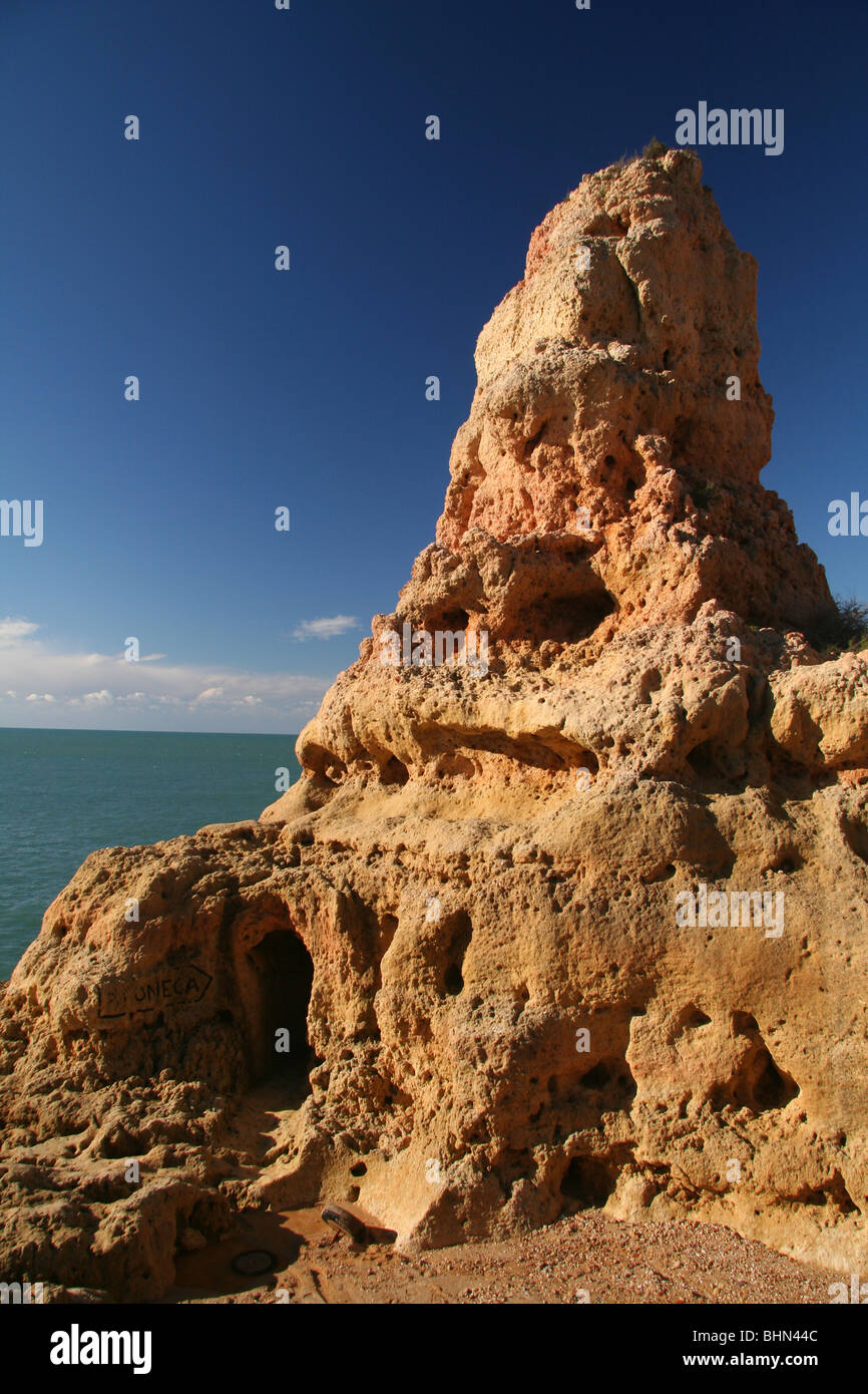 Striking rock formations @ Algar Seco near Carvoeiro, Algarve Portugal ...