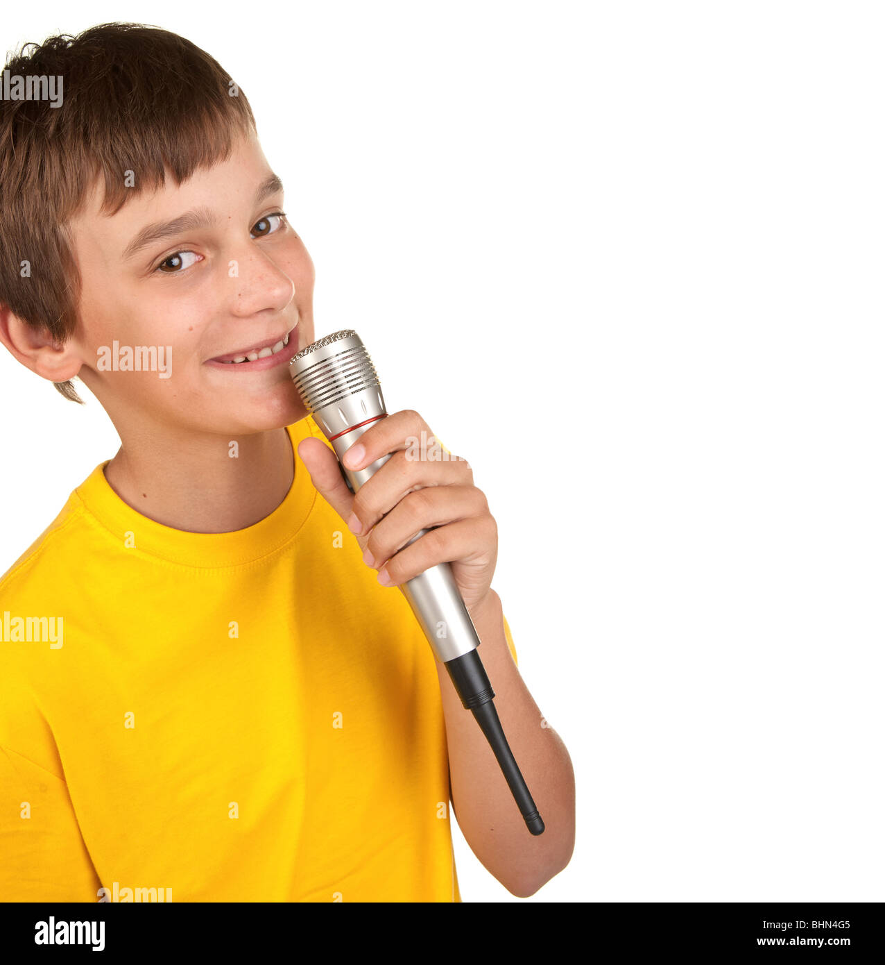 Boy speaking mic hi-res stock photography and images - Alamy