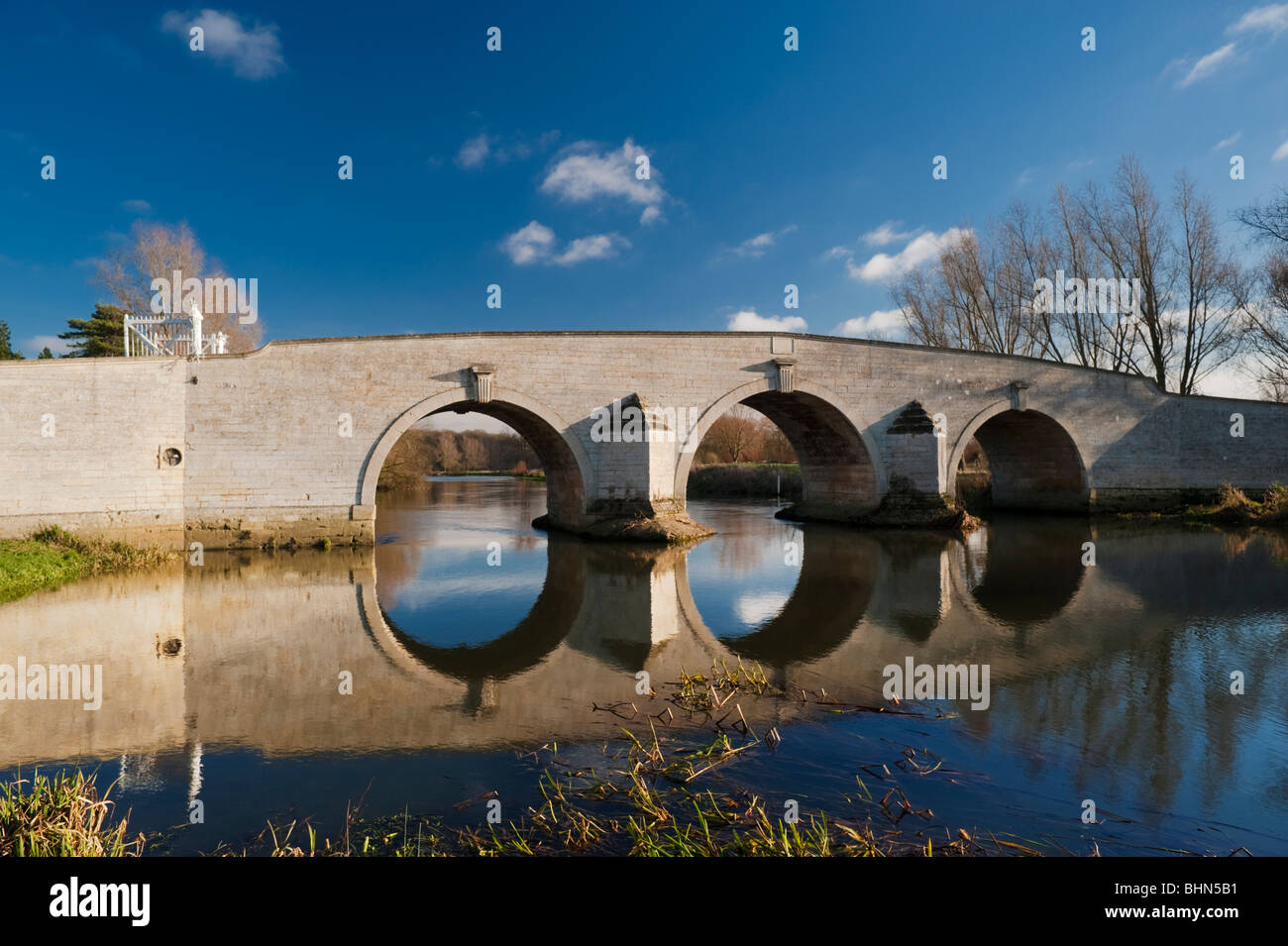 Limestone bridge over the River Nene, near Peterborough, Cambridgeshire ...