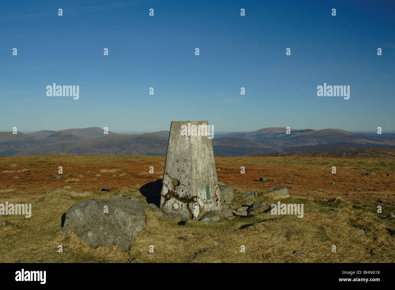 The Merrick and the mountains of Galloway from the trig point on the ...