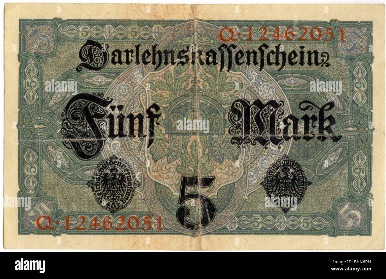 money / finance, banknotes, Germany, 5 Mark, credit note of ...