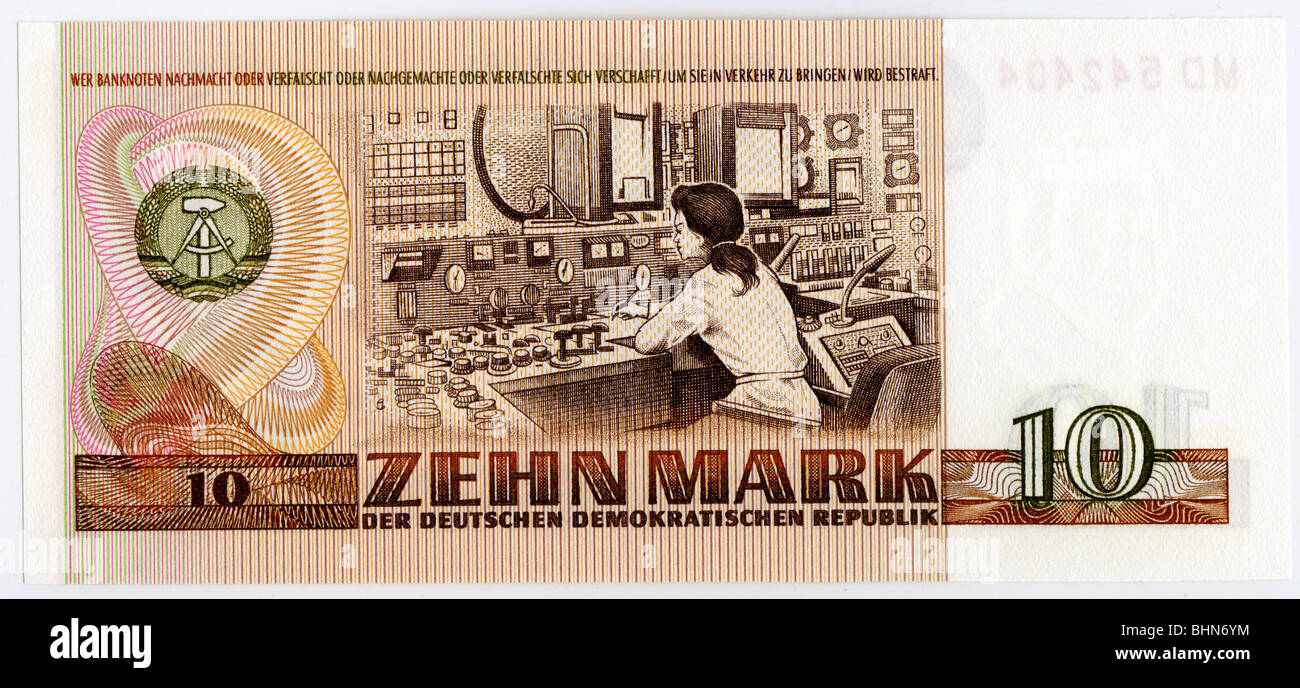 money / finance, banknotes, East Germany, 10 Mark, Central Bank of ...