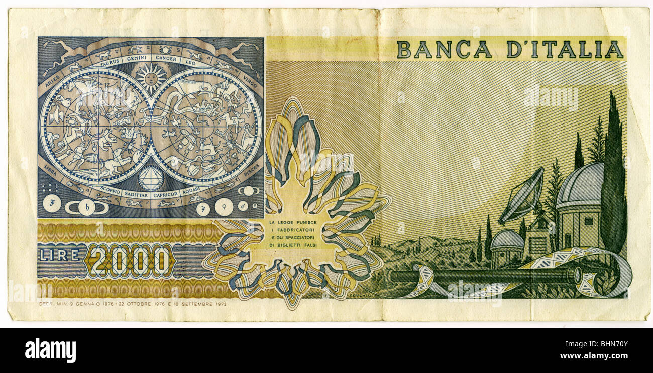 money / finance, banknotes, Italy, 2000 Lire, Bank of Italy, 1976 Stock ...