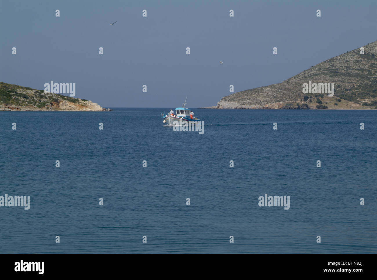 geography / travel, Greece, fishing boat driving into the port of Lipsi ...