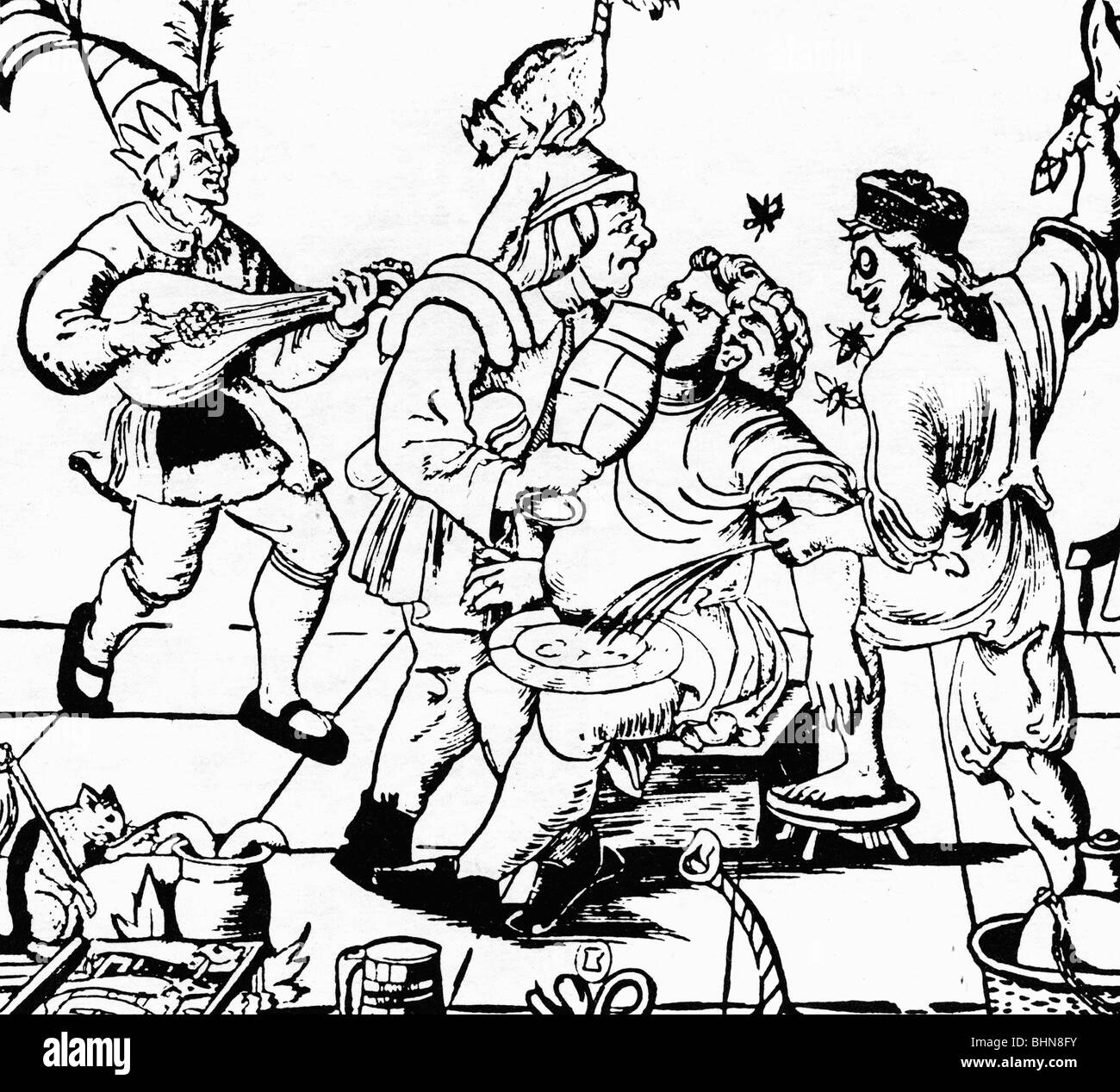 medicine, narcosis, narcotic, blood-letting and anesthesia, woodcut by ...