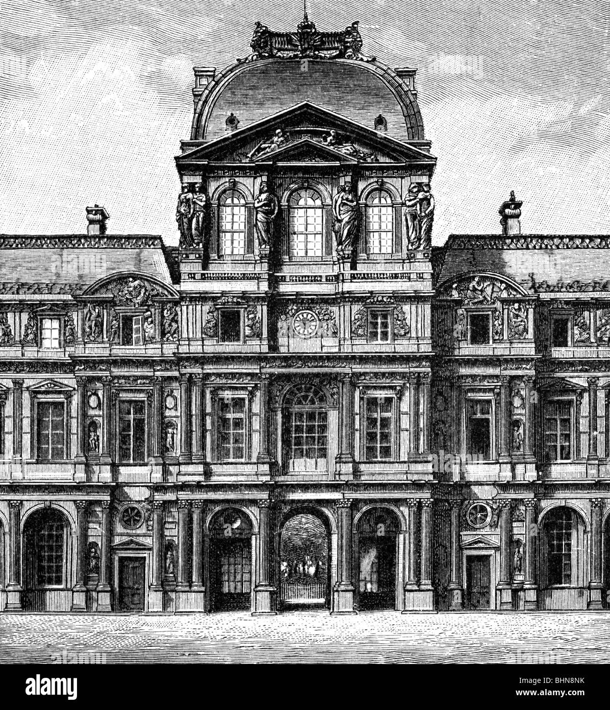 Louvre palace engraving hi-res stock photography and images - Alamy