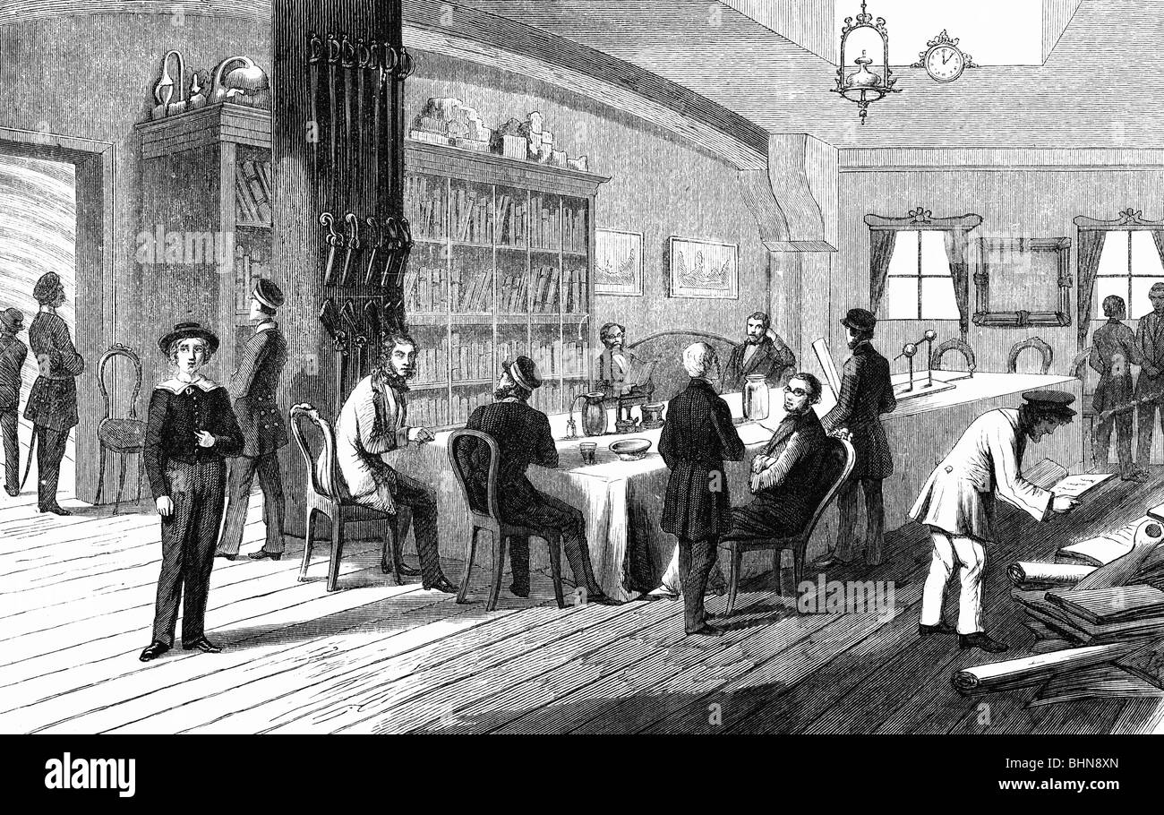 transport / transportation, navigation, ships, interior, wardroom of ...