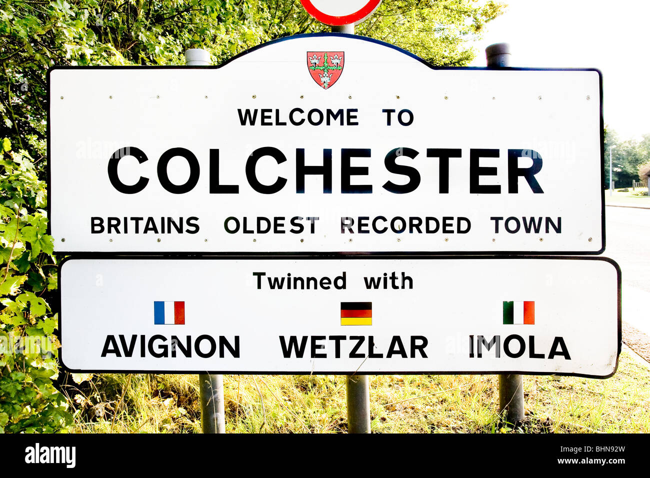 Welcome to Colchester sign on a main road leading into the Town Stock ...