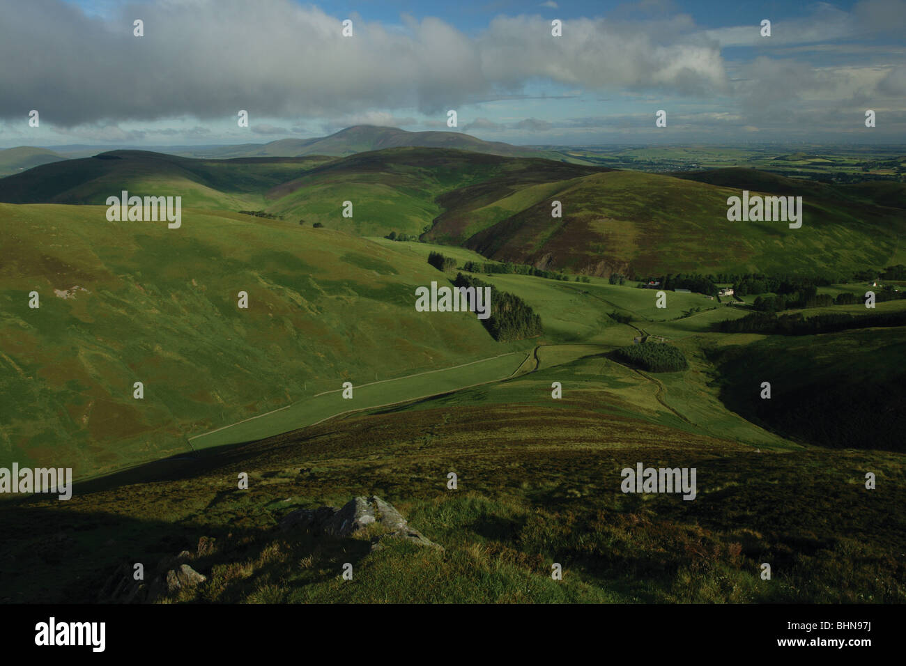 Tinto Hill and the Clyde Valley from Fell Shin below Culter Fell, South ...