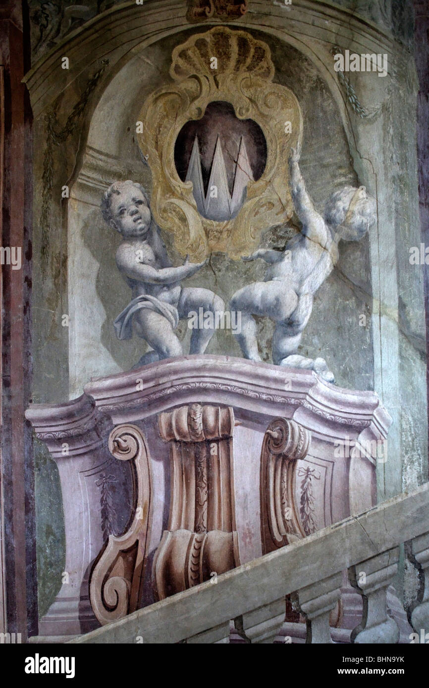 1529 baroque brezice castle stairway frescoes slovenia hi-res stock ...