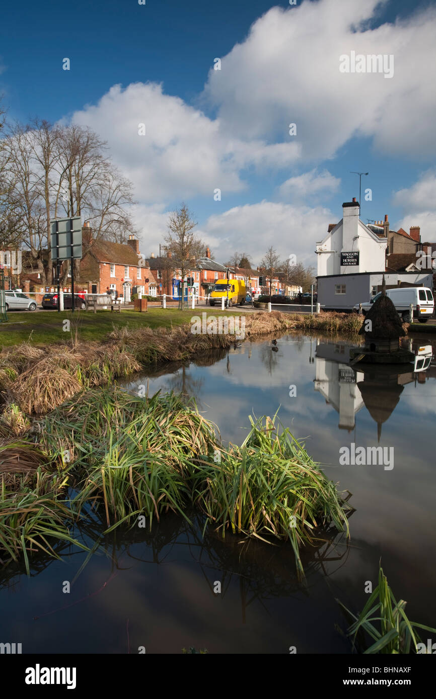 The Hampshire Village of Hartley Wintney reflected in the village ...