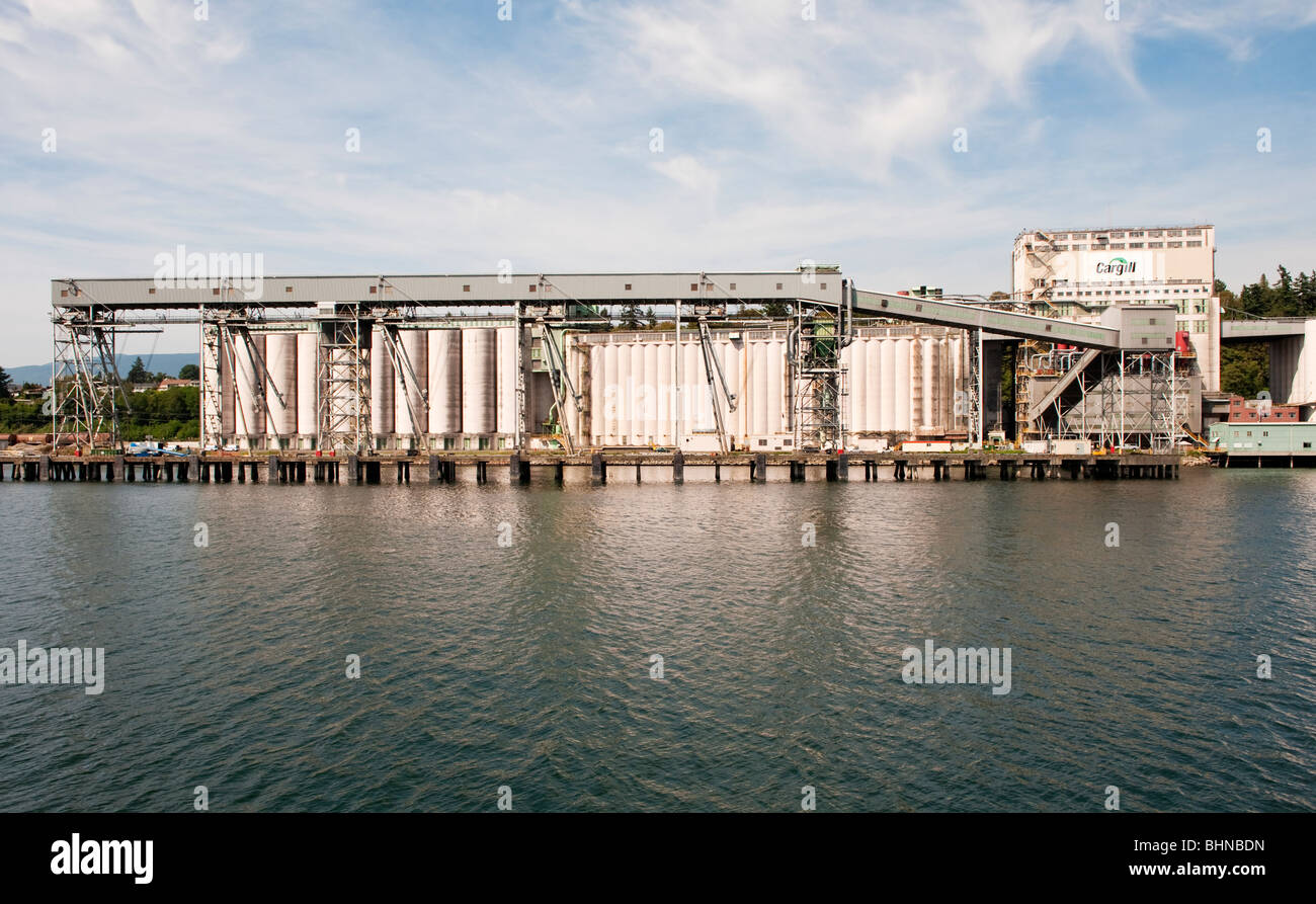 Cargill terminal grain elevators at port of North Vancouver, BC, Canada ...