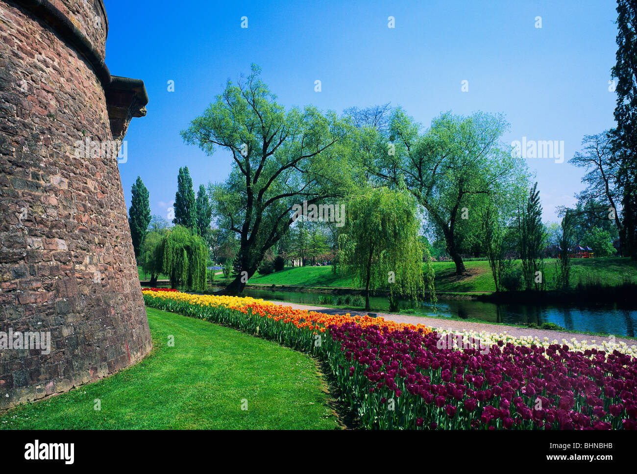 Tulip flowerbeds and Vauban ramparts, Parc de la Citadelle, citadel ...