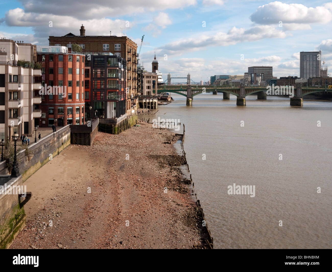 North bank of the Thames River, as seen from the Millennium Bridge ...