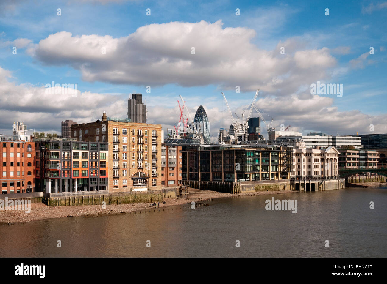 North bank of the Thames River, as seen from the Millennium Bridge ...