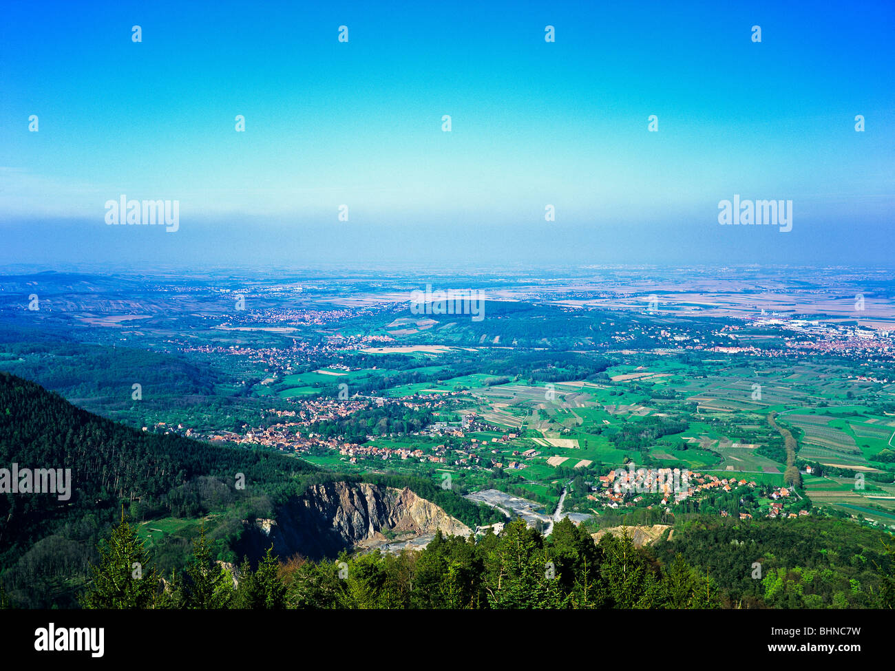 Alsace plain panorama from Haut-Koenigsbourg castle, France, Europe ...