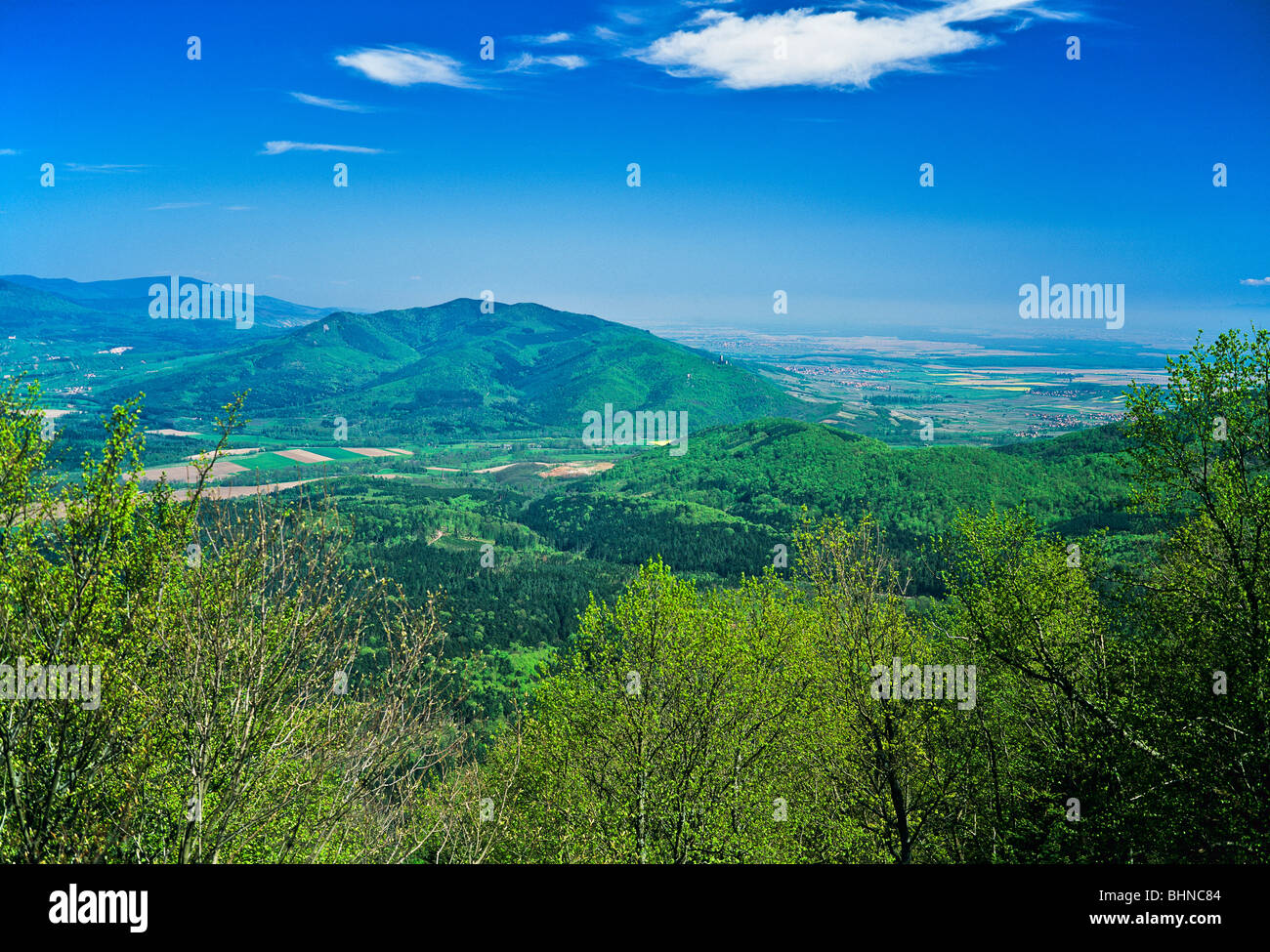 Vosges mountains panorama from Haut-Koenigsbourg castle, Alsace, France ...