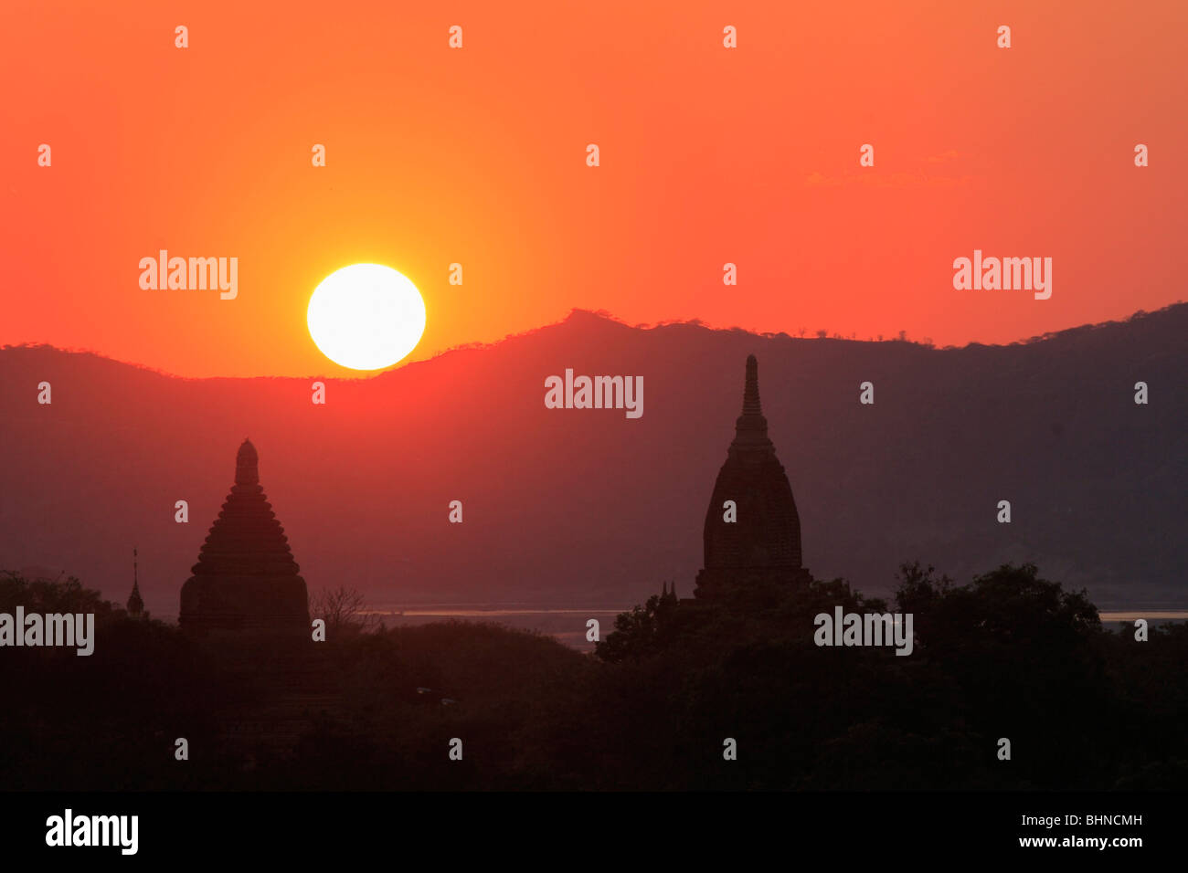 Myanmar, Burma, Bagan, sunset over the temples Stock Photo - Alamy