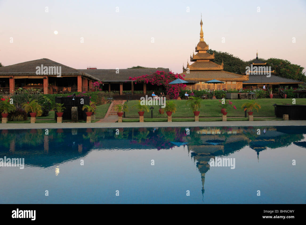 Myanmar, Burma, Bagan, Thiripyitsaya Resort Hotel, pool Stock Photo - Alamy
