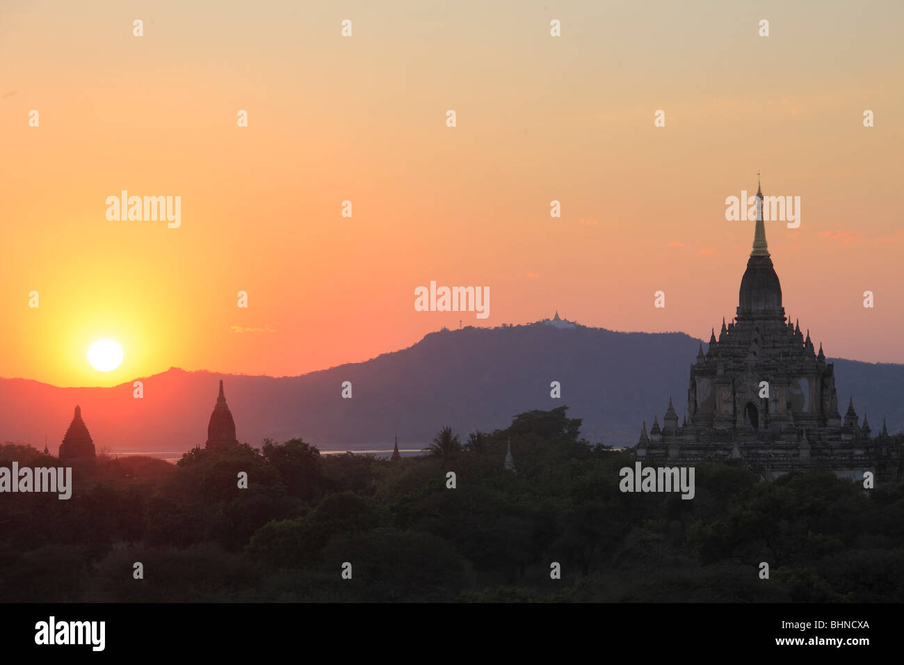 Myanmar, Burma, Bagan, sunset over the temples Stock Photo - Alamy
